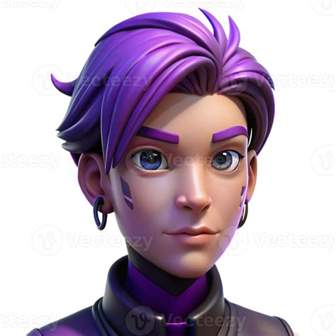 Wonderful Artistic Portrait Of A Non Binary Person With Short Purple
