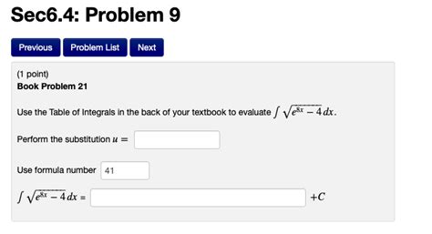 Solved (1 point) Extra Problem Use the Table of Integrals in | Chegg.com