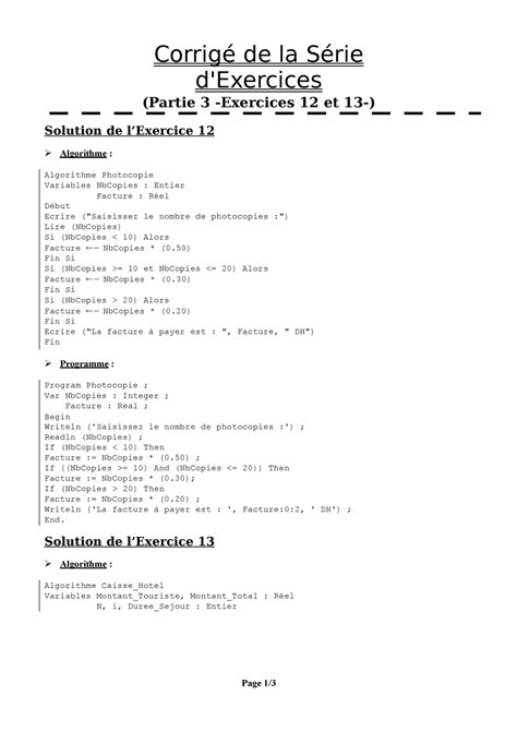 Corrigé Série Exos Info 2 Partie 3 Dut Tm Page 1 Corrigé De La Série