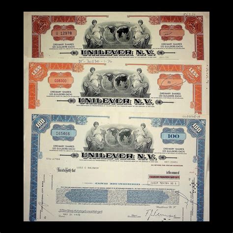 Unilever Nv Stock Certificate From 1980s Ticker History