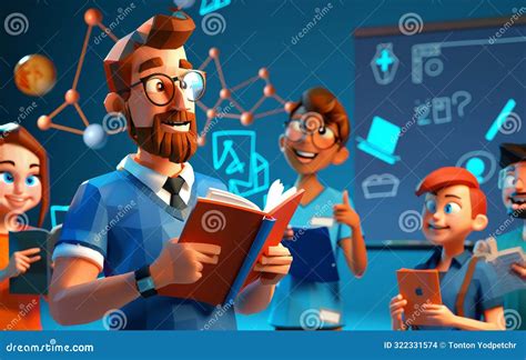 Animated Group Of Cheerful Teachers And Students In A Classroom Setting