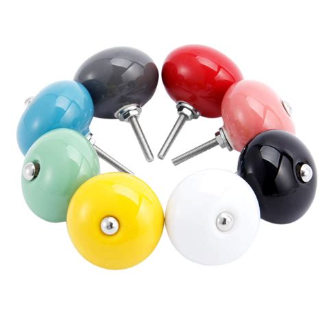 1x Candy Color Round Furniture Knobs Ceramic Drawe Vicedeal