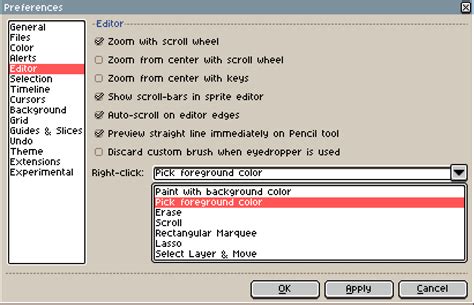 switched mouse buttons help aseprite community
