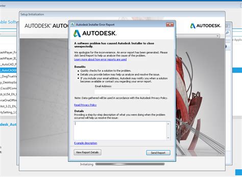 a software problem has caused autodesk installer to close unexpectedly