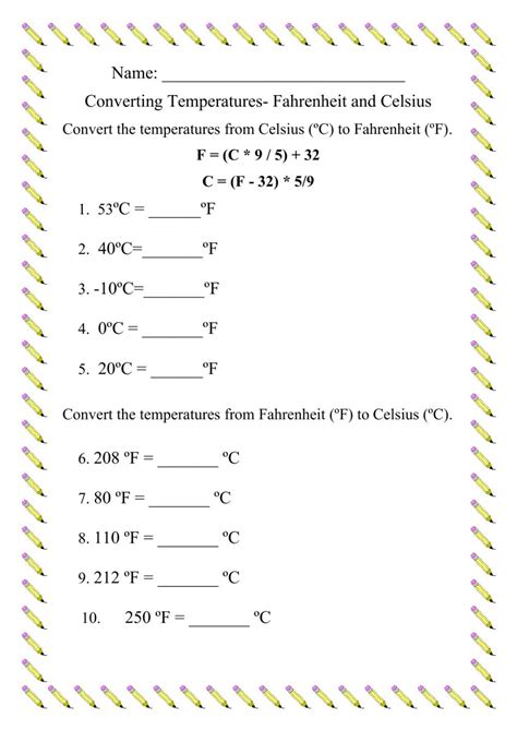 Celsius To Fahrenheit Worksheets Worksheetscity