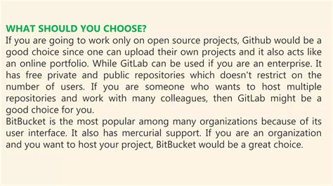 Difference Between Github Vs Gitlab Vs Bitbucket PPTX