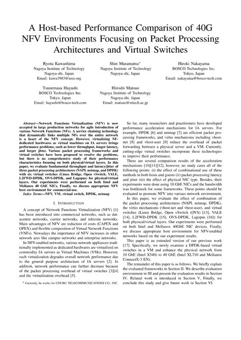 Pdf A Host Based Performance Comparison Of 40g Nfv Environments