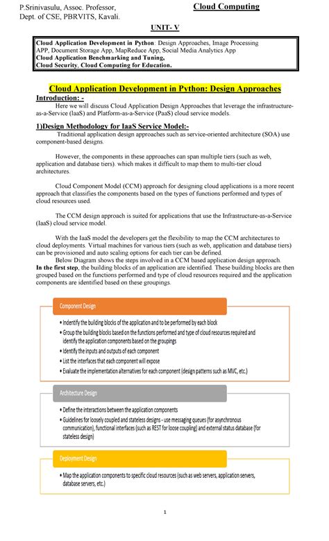 Cc Unit 5 Cloud Computing Is A Subject For R19 Regulation P Assoc Professor Dept Of Cse