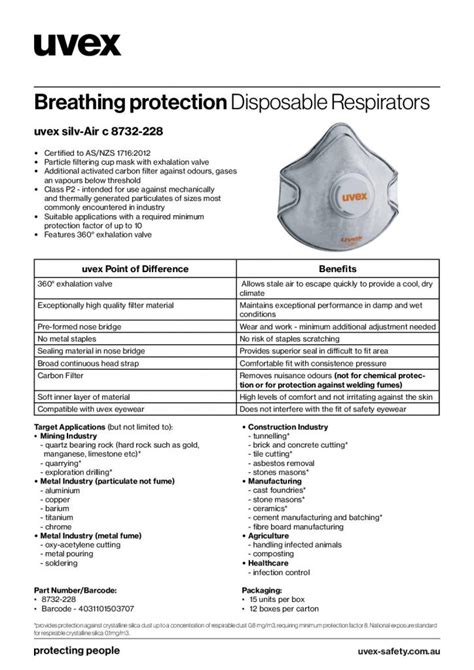 Uvex Silv Air P2 And Activated Carbon Layer Moulded Disposable