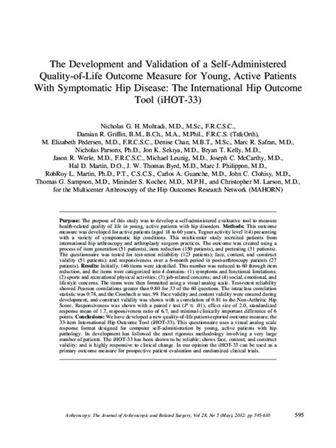 Pdf The Development And Validation Of A Self Administered Quality Of Life Outcome Measure For