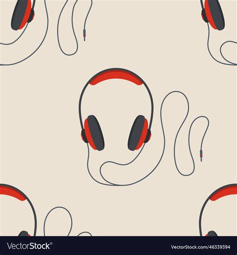 Color Headphones Seamless Pattern Red Royalty Free Vector