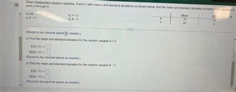 Solved Given Independent Random Variables X And Y With Chegg