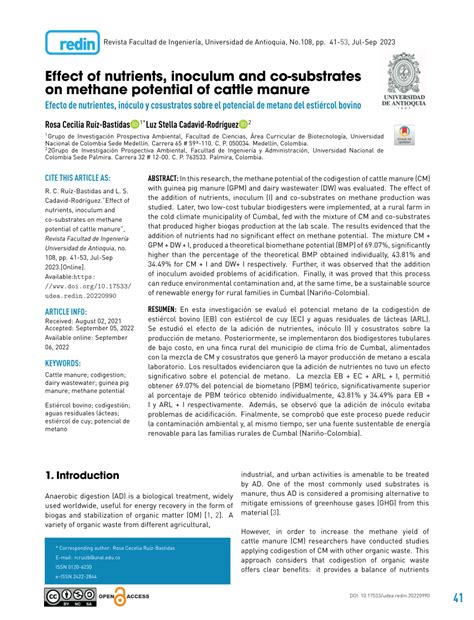 Pdf Effect Of Nutrients Inoculum And Co Substrates On Methane Potential Of Cattle Manure