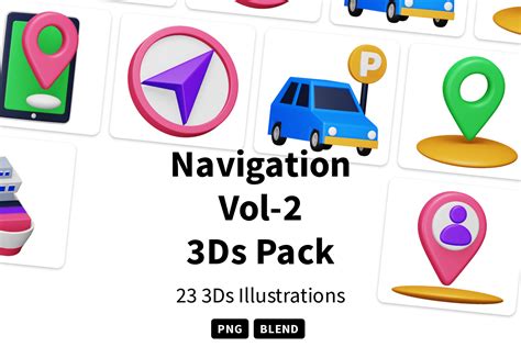 Navigation Vol 2 3d Illustration Pack 23 Maps And Navigation 3d Illustrations Png Blend