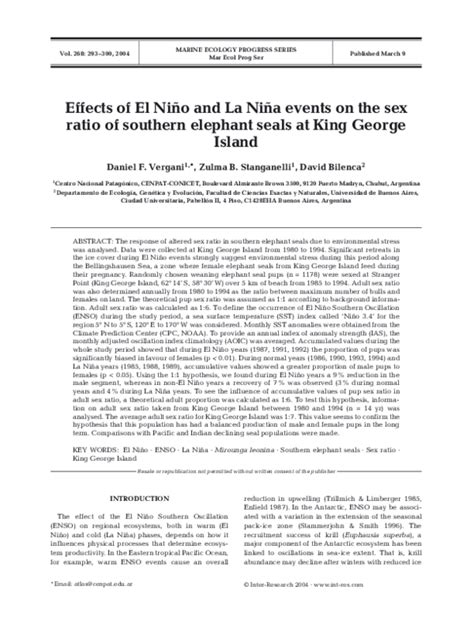 Pdf Effects Of El Niño And La Niña Events On The Sex Ratio Of