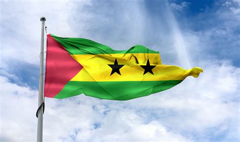 사오 토메와 프린시페 플래그의 3d일러스트레이션 사실적인 흔들리는 직물 플래그 기에 대한 스톡 사진 및 기타 이미지 기 0명 3차원 형태 Istock