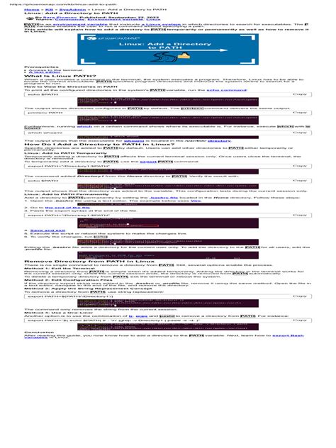 Linux Add A Directory To Path Temporarily Or Permanently Pdf Computer File Software