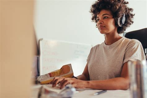 Female Programmer Typing Data Codes In Programmer Coding Female
