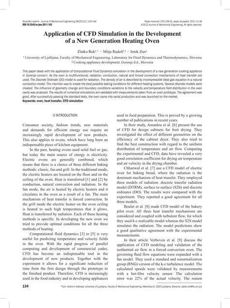 PDF Application Of CFD Simulation In The Development Of A New Generation Heating Oven