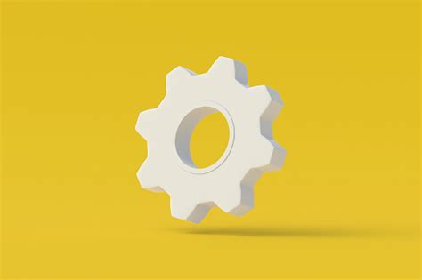 노란색 배경에 기어를 올리기 공학 기술 메커니즘 개발 산업 발전 아이디어 개념 사업 협력 팀워크와 의사 소통 3d 렌더링 3차원 형태에 대한 스톡 사진 및 기타 이미지