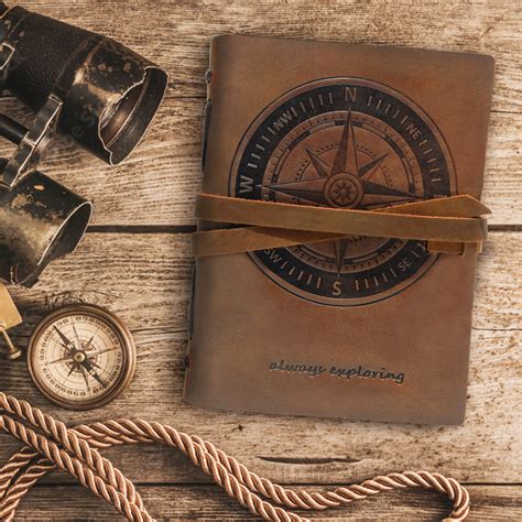 Sovereign Gear Leather Journal Nautical Compass Embossed Notebook