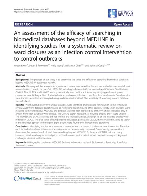 Pdf An Assessment Of The Efficacy Of Searching In Biomedical