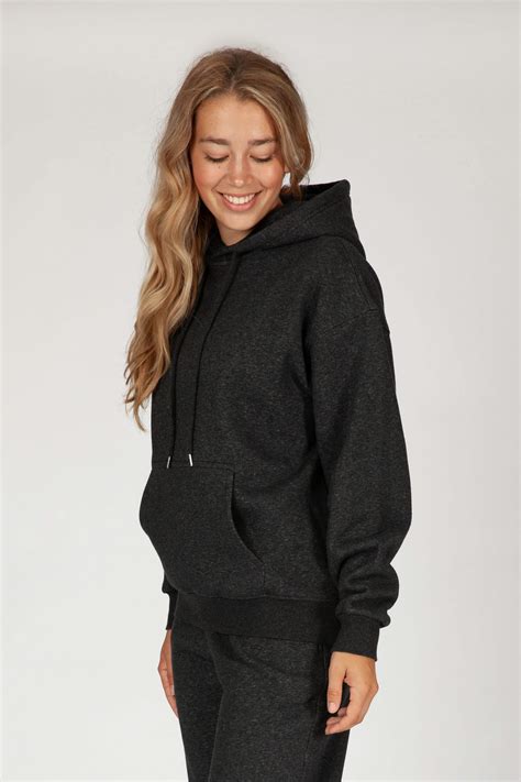Womens Fleece Oversized Hoodie In Dark Heather Grey