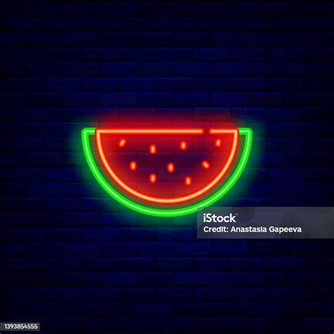 수박 네온 아이콘입니다 여름 간판 달콤한 베리 건강 식품 디자인 과일 가게 엠블럼 벡터 일러스트 레이 션 개념에 대한 스톡 벡터 아트 및 기타 이미지 Istock