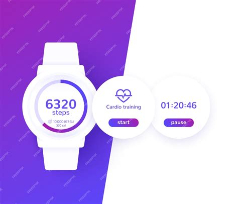 Premium Vector Smart Watch With Fitness App Activity Tracker Timer And Step Counter Ui Design