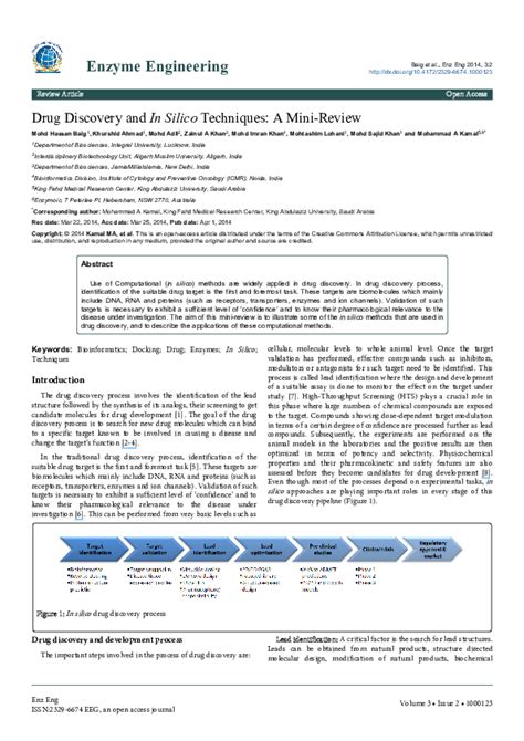 Pdf Drug Discovery And In Silico Techniques A Mini Review