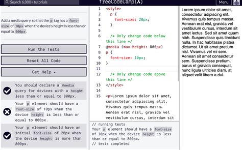 Create A Media Query P Element Html Css The Freecodecamp Forum