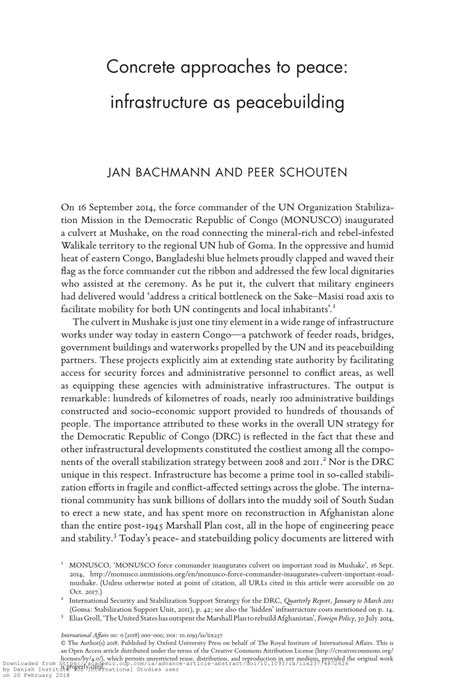 Pdf Concrete Approaches To Peace Infrastructure As Peacebuilding