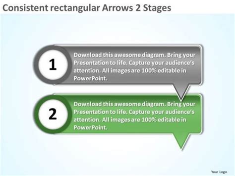 Consistent Rectangular Arrows 2 Stages Flowchart Application Powerpoint