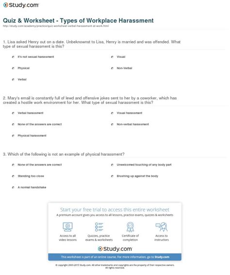Harassment Lesson Plans Worksheets — Db