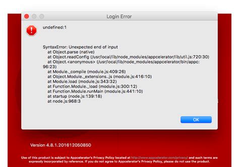 Ide Appcelerator Studio Undefined Syntaxerror Unexpected End Of Input Stack Overflow