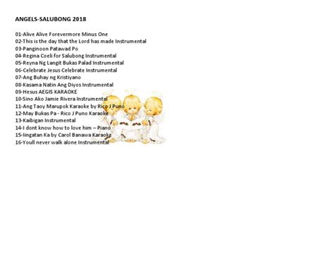Angels Salubong Line Up Of Songs Pdf
