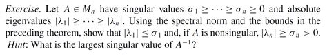 solved exercise let a∈mn have singular values σ1≥⋯≥σn≥0 and