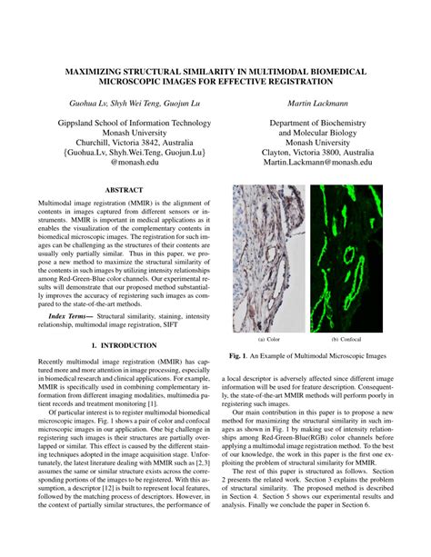 pdf maximizing structural similarity in multimodal biomedical