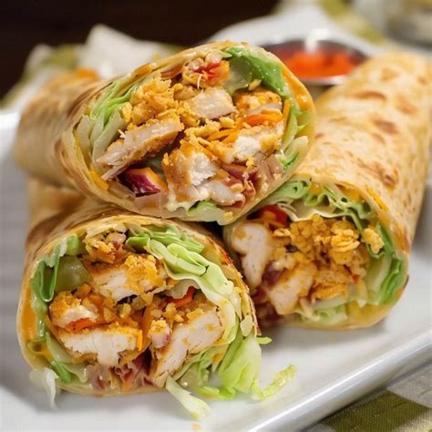 Crunchy Chicken Wrap Recipe Chicken Wrap Recipes Wraps Recipes