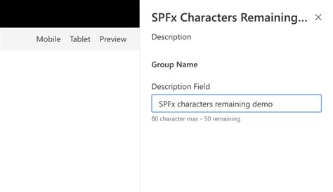 display characters remaining in sharepoint framework property pane text