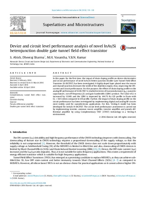 Pdf Device And Circuit Level Performance Analysis Of Novel Inassi