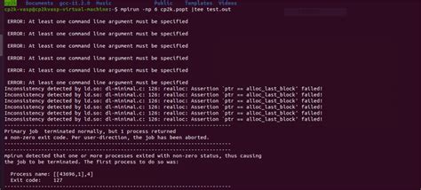 after completing cp2k compilation an error occurs when performing cp2k