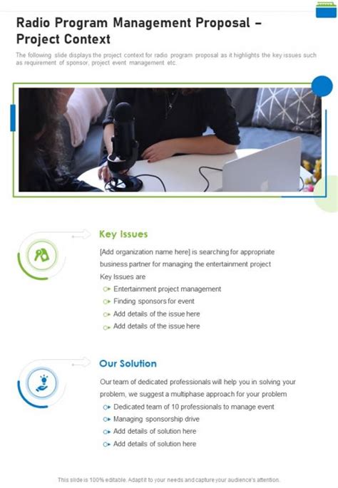 Radio Program Management Proposal Project Context One Pager Sample Example Document
