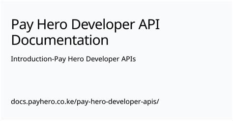 Introduction Pay Hero Developer Apis Pay Hero Docs