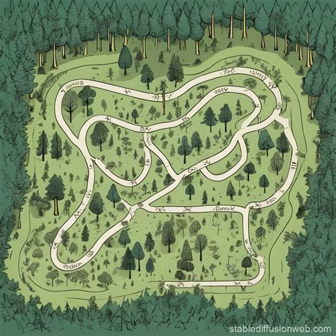 Map Of The Forest With Hand Drawn Paths Leading To X Mark Prompts