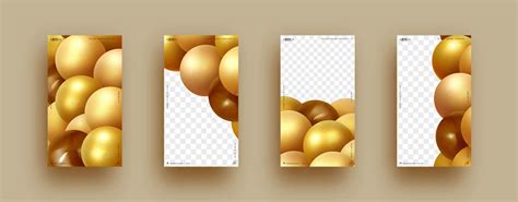 렌더링 3d 황금 공을 가진 배경 기하학적 개체의 둥근 구 금속과 플라스틱으로 만든 진주 소셜 미디어 이야기 소셜 네트워크와 템플릿 벡터 일러스트레이션 0명에 대한 스톡
