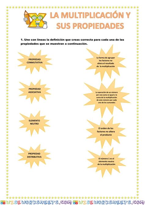 La Multiplicación Y Sus Propiedades Worksheet Online Wiseworksheets