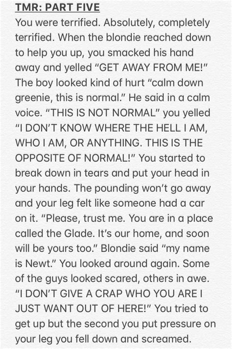 TMR Imagine Part 5 Maze Runner Imagines Maze Runner Imagine