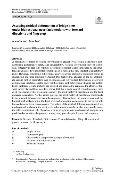 Assessing Residual Deformation Of Bridge Piers Under Bidirectional Near