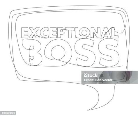 뛰어난 보스 텍스트가 있는 하나의 연속 말풍선 얇은 선 그림 벡터 개념입니다 윤곽 그리기 창의적인 아이디어 강사에 대한 스톡